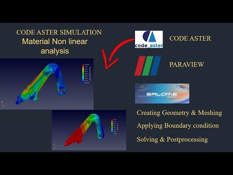 Bracket material non linear analysis with nonlinear curve in code aster|tutorial-72 - YouTube