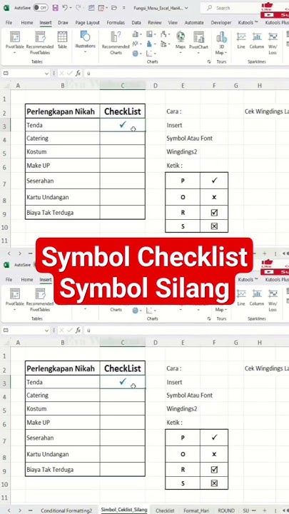 Simbol Checklist And Simbol Silang Excel Shorts Symbols Exceltips Exceltutorial Exceltricks