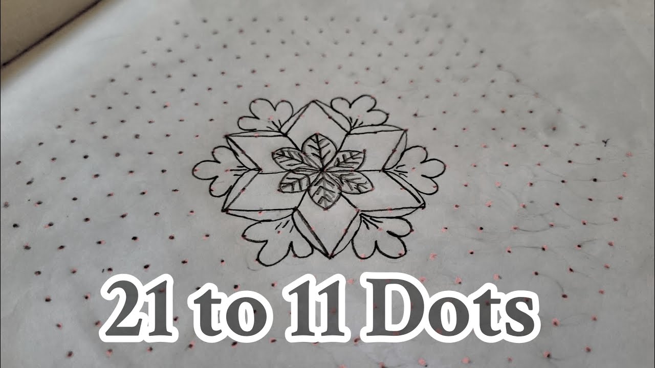 Big rangoli🌸🦢🐚21 to 11 Dots 🌸🦢🐚21 Pulli Kolam/பெரிய ரங்கோலி/Chukkala ...