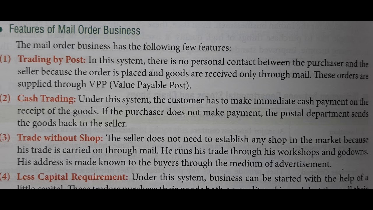 Retail Trade||Class 11||Mail order Business||Meaning and Features - YouTube