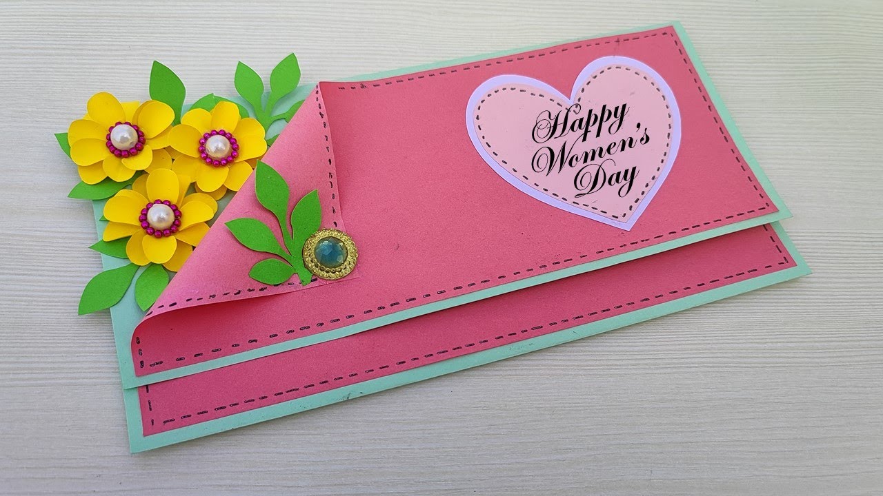 Women's day card making ideas | Handmade Cards | Easy and beautiful ...