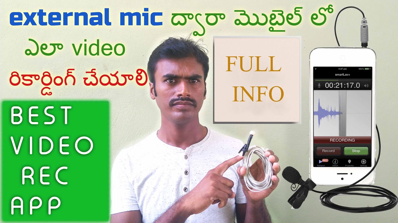 Mobilephone video recording with external microphone Telugu - YouTube