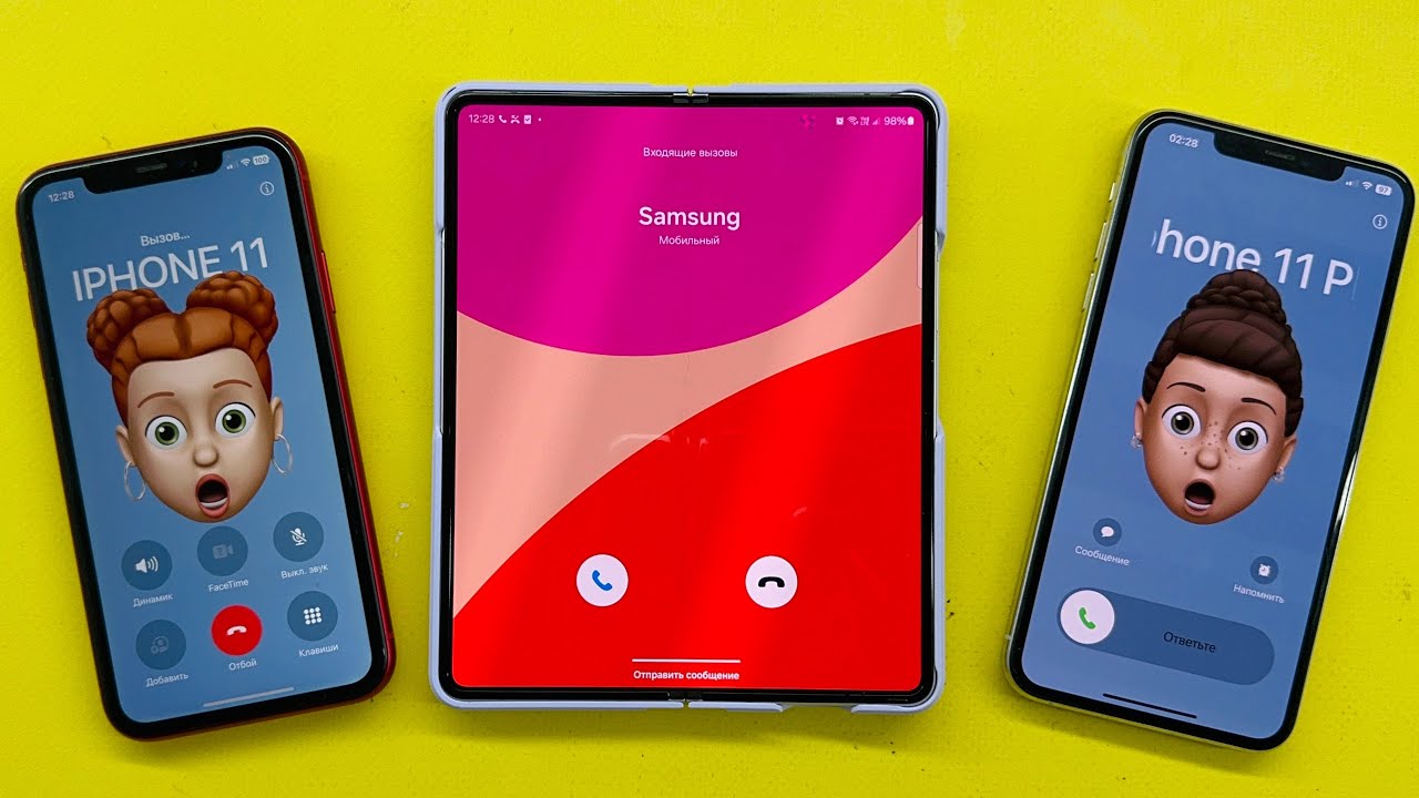 Incoming + Outgoing Call Samsung Z Fold3 vs IPhone 11+IPhone 11 Pro Max - YouTube
