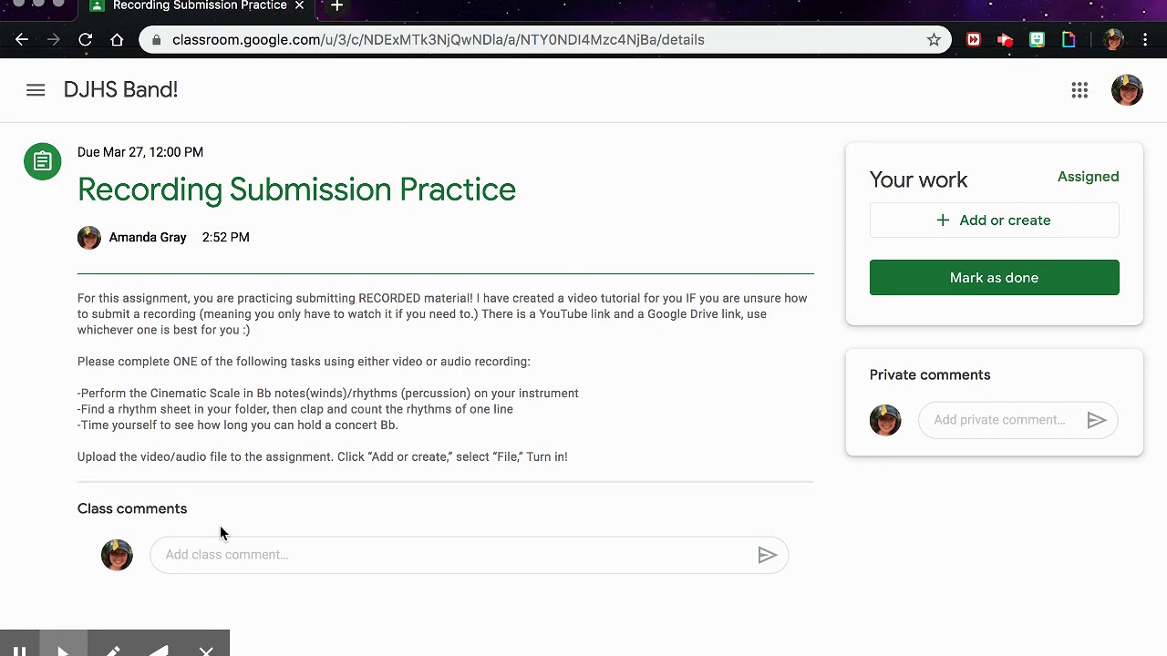Submit A Recording On Google Classroom YouTube Submit A Recording On Google Classroom YouTube