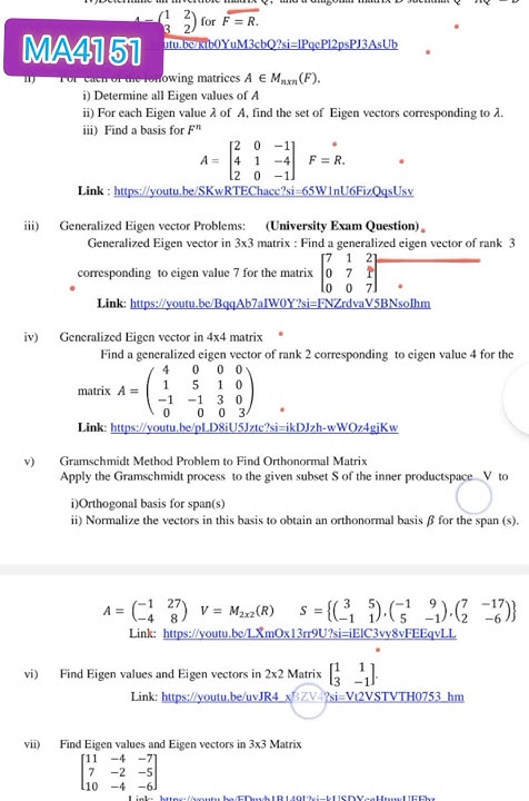 Unit 1 MA4151 | Day 11 Exam Preparation - YouTube