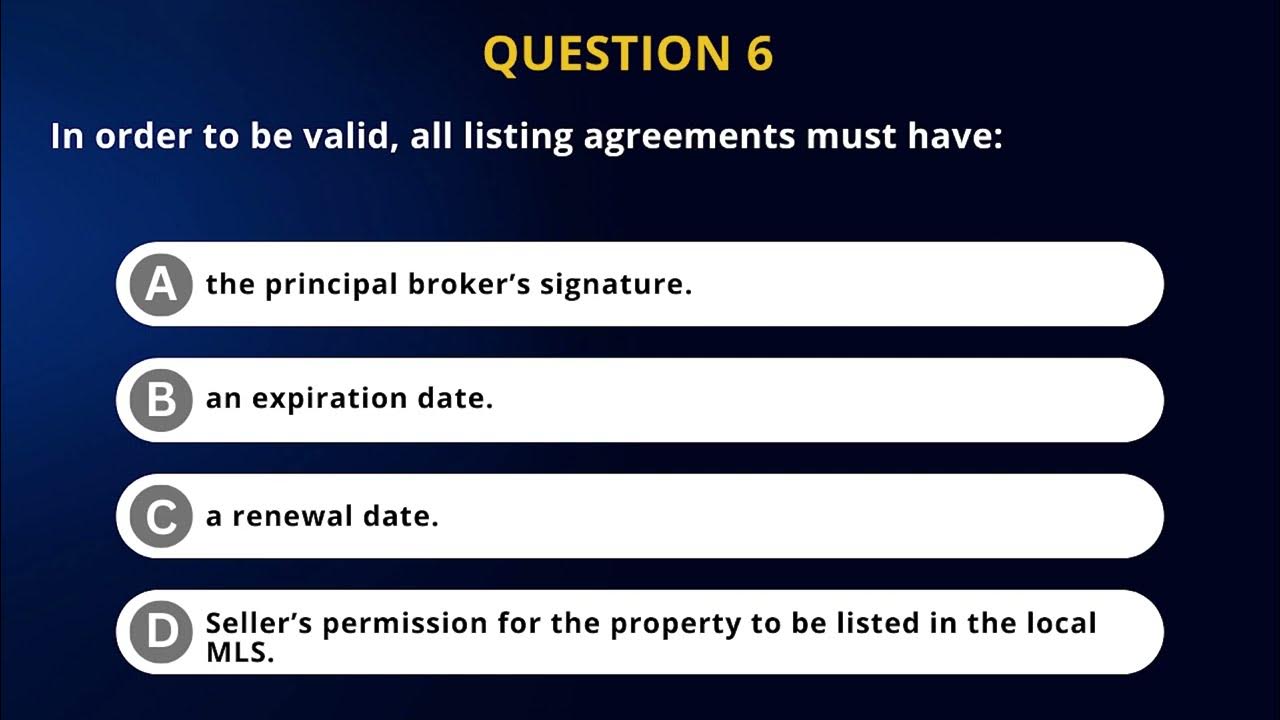 Listing Agreements | 200 Question Real Estate Exam Sample - YouTube