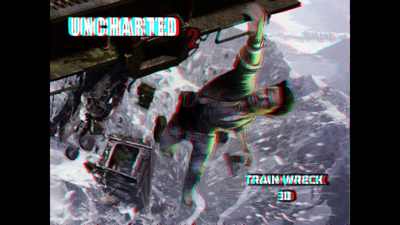 UNCHARTED 2 - Train wreck 3D (PS3) Red/Cyan and SBS - YouTube
