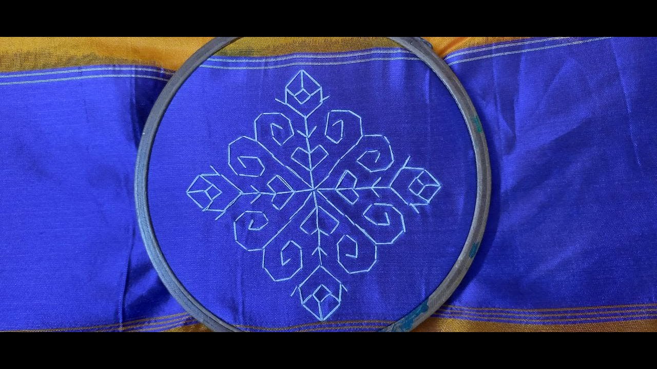 Dharwad kasuti work: Dharwad kasuti work on silk saree pallu. # ...