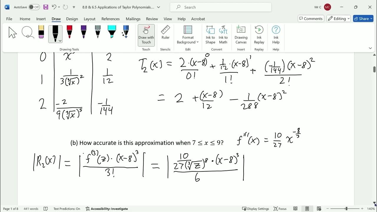Applications of Taylor Polynomials and Approximate Integration - YouTube