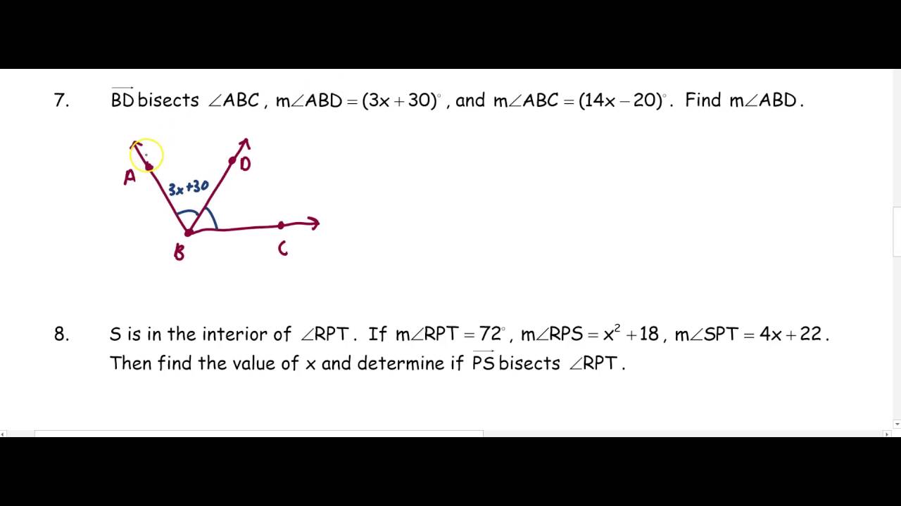 U1D10 Angle addition and Bisectors - YouTube
