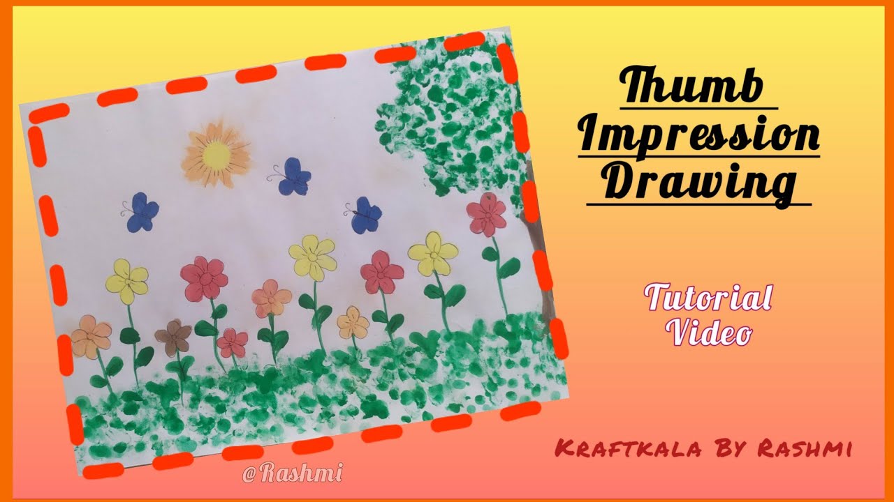 Thumb Impression Drawing | Finger Painting Techniques | Tutorial Video ...