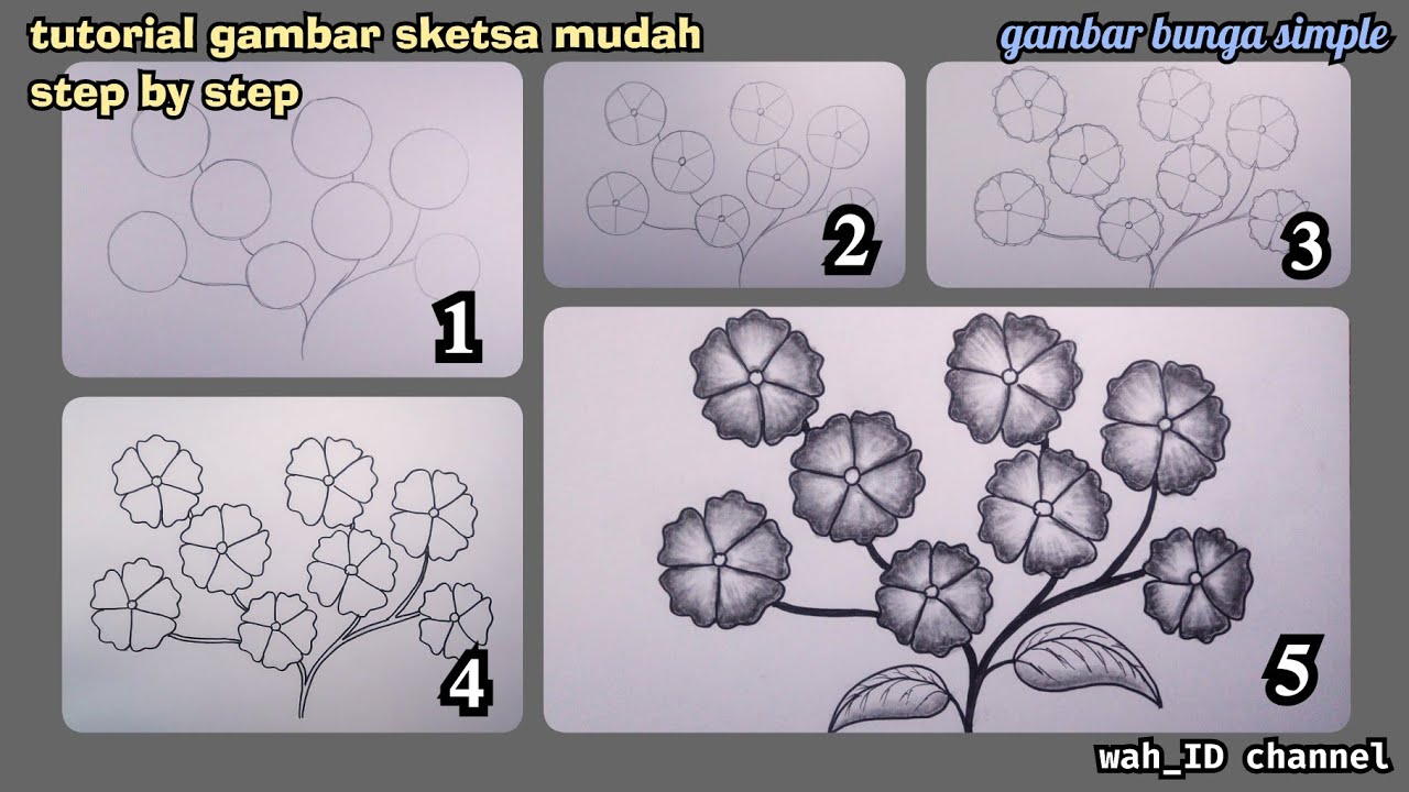 gambar bunga diranting | belajar menggambar sketsa mudah step by step ...