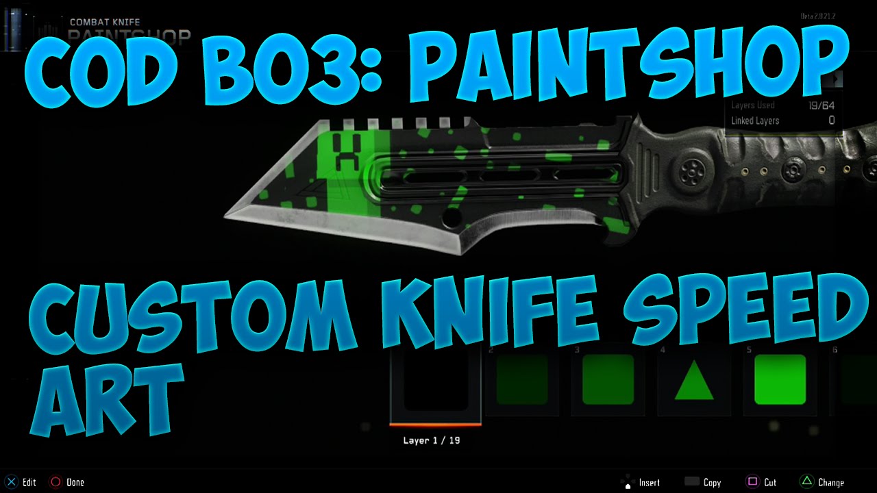 COD BO3: Paintshop Custom Knife SPEED ART - MINECRAFT CAMO - COD BLACK ...