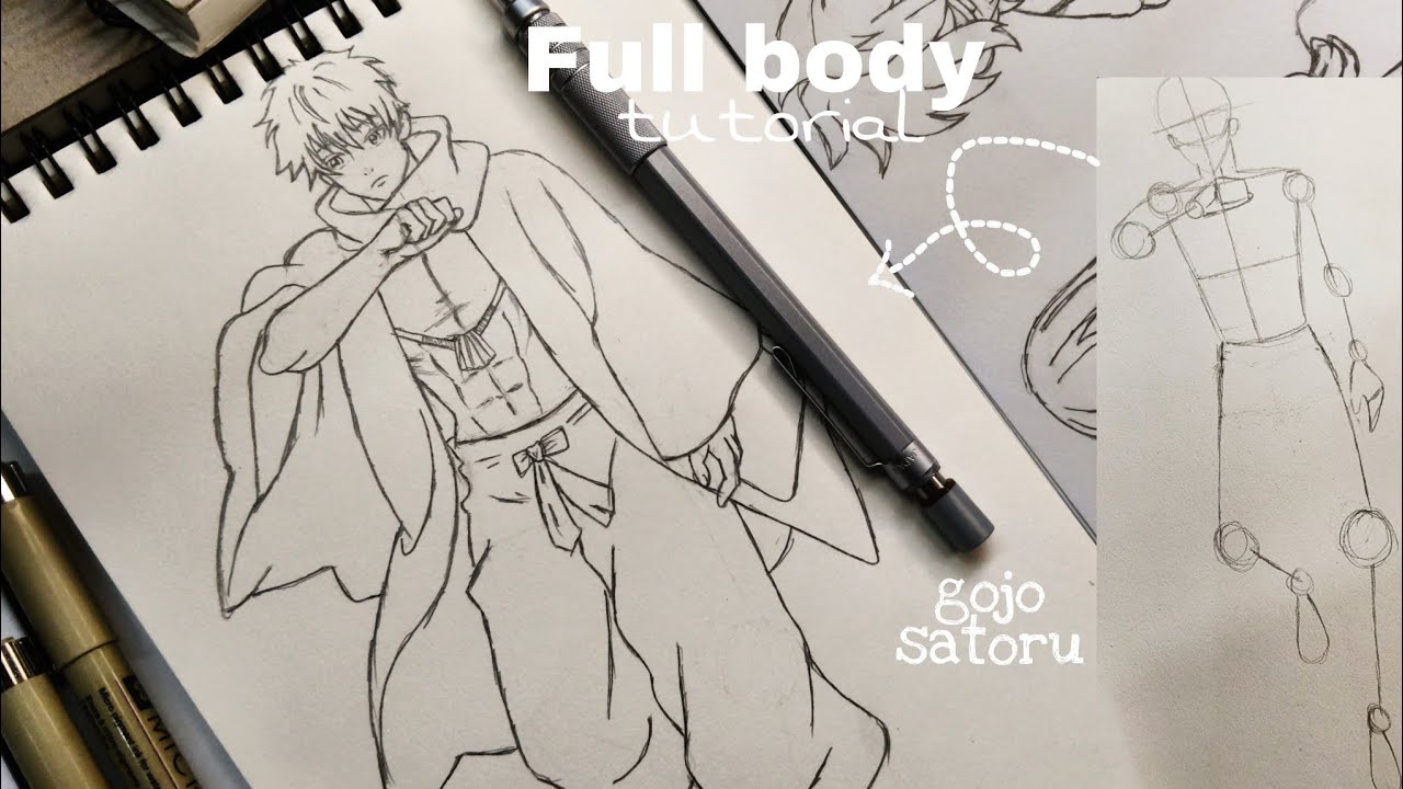 How to draw gojo satoru full body easy tutorial | anime drawing ...