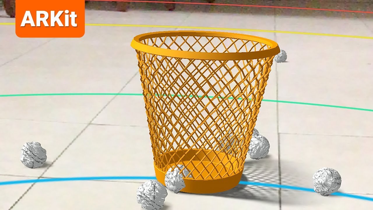 Paper Bin AR Gameplay - ARKit Paper-tossing game - YouTube
