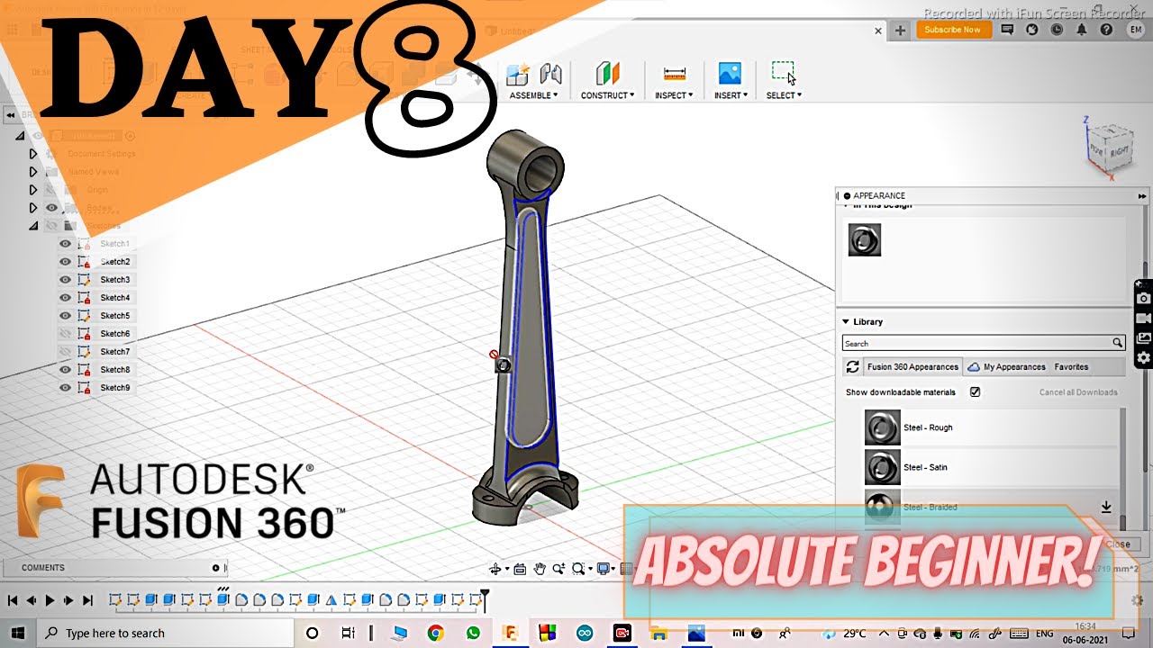 Fusion 360 | Connecting Rod | DAY 8 - YouTube