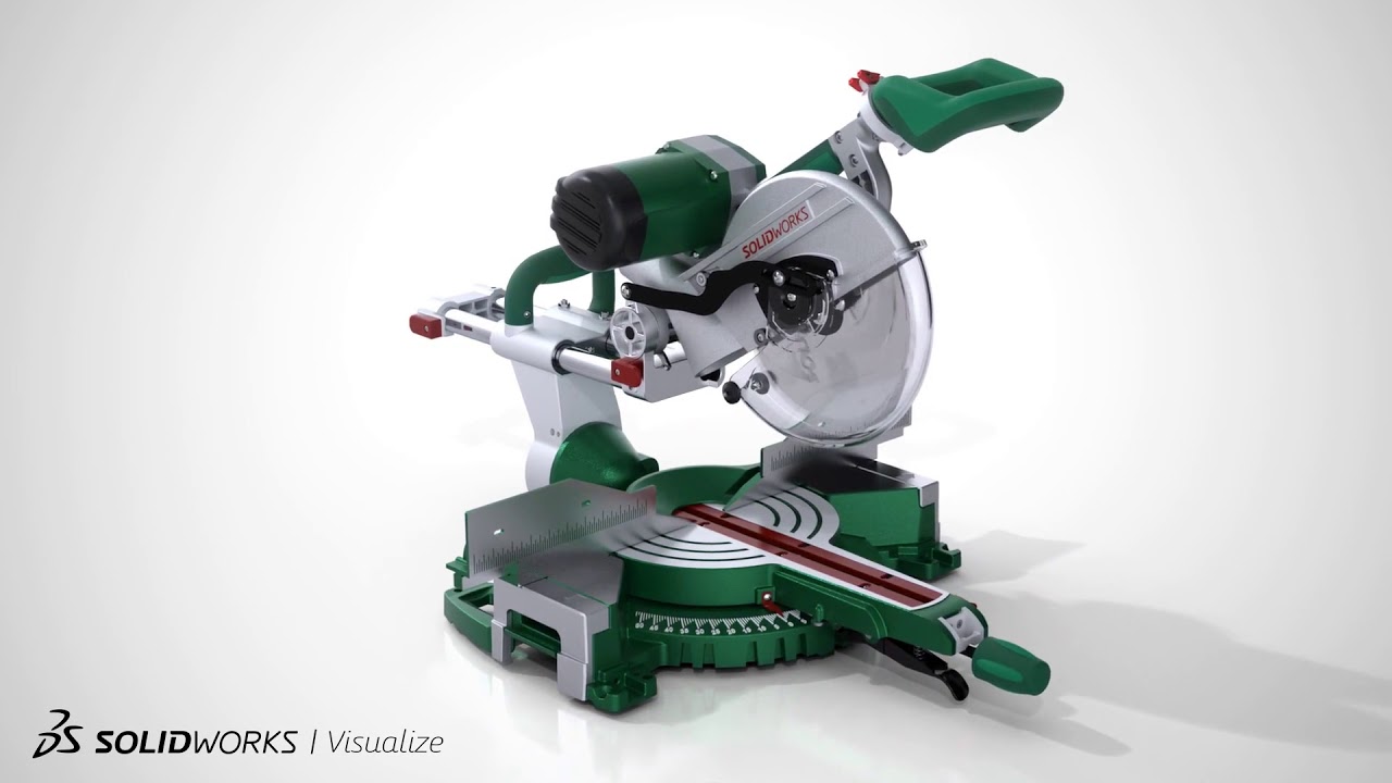 SOLIDWORKS Visualize Miter Saw animation - YouTube