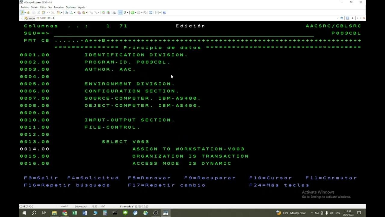 Programa en un AS/400 en Cobol de consulta - Parte 2 - YouTube
