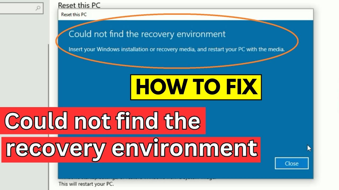 Fix: Could not find the recovery environment in Windows 10 | Unable to ...