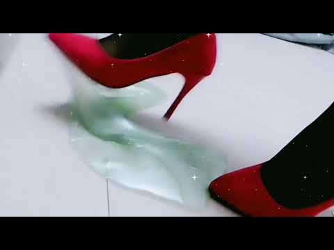 [ASMR]High Red Heels Trampling Crystal mud (black silk pantyhose)