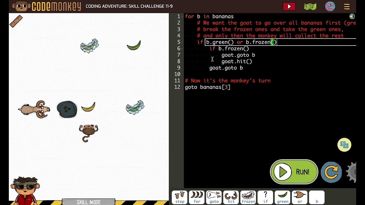 CodeMonkey Skill Mode 11-9 - YouTube
