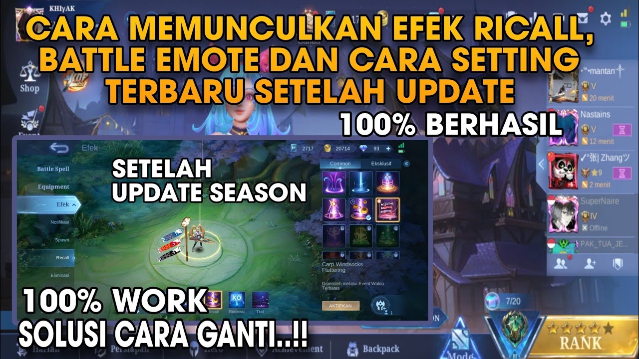 Cara Memunculkan Pengaturan Efek Recall & Battle Emote di Mobile ...
