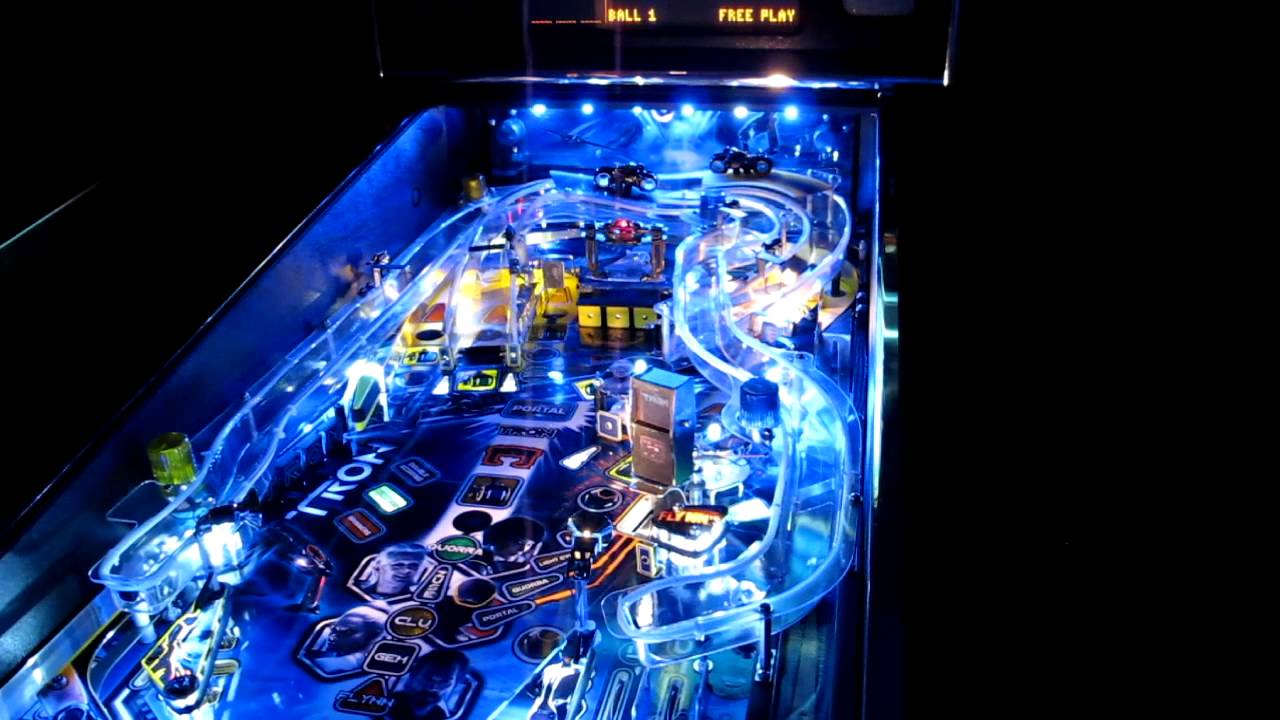 Tron LE Pinball with Cointaker LED's in GI's and Apron - YouTube
