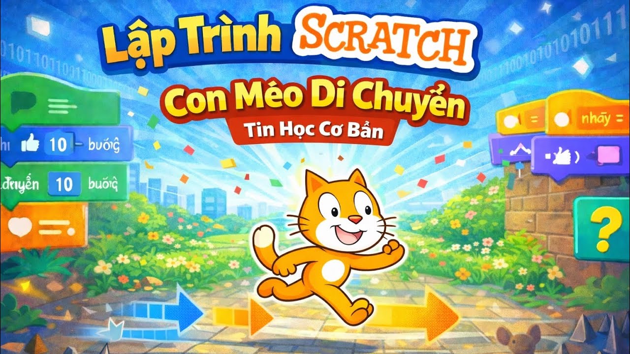 Lập Trình Scratch | Con Mèo Di Chuyển | Tin Học Cơ Bản - YouTube