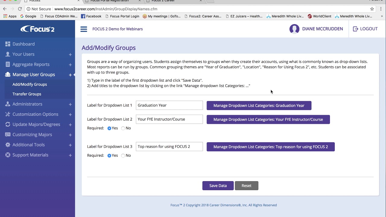 FOCUS 2 Career and Educations Planning - Editing Your Groups ...