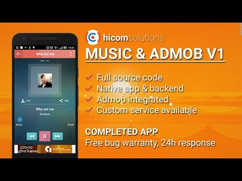 Music with Admob Android App Template, Script, Source Code for Sale