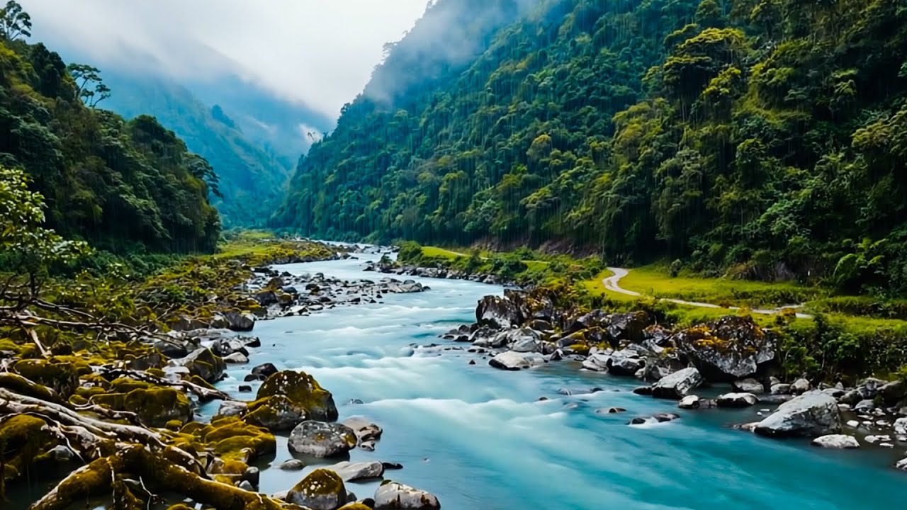 Mountain River Flowing Sound, Relaxing Nature, HD Quality - YouTube