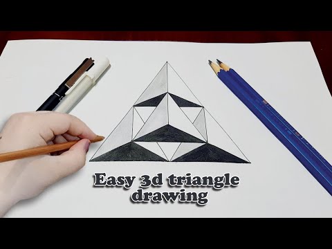 easy 3d drawing triangle - how to draw optical illusion 3d triangle ...