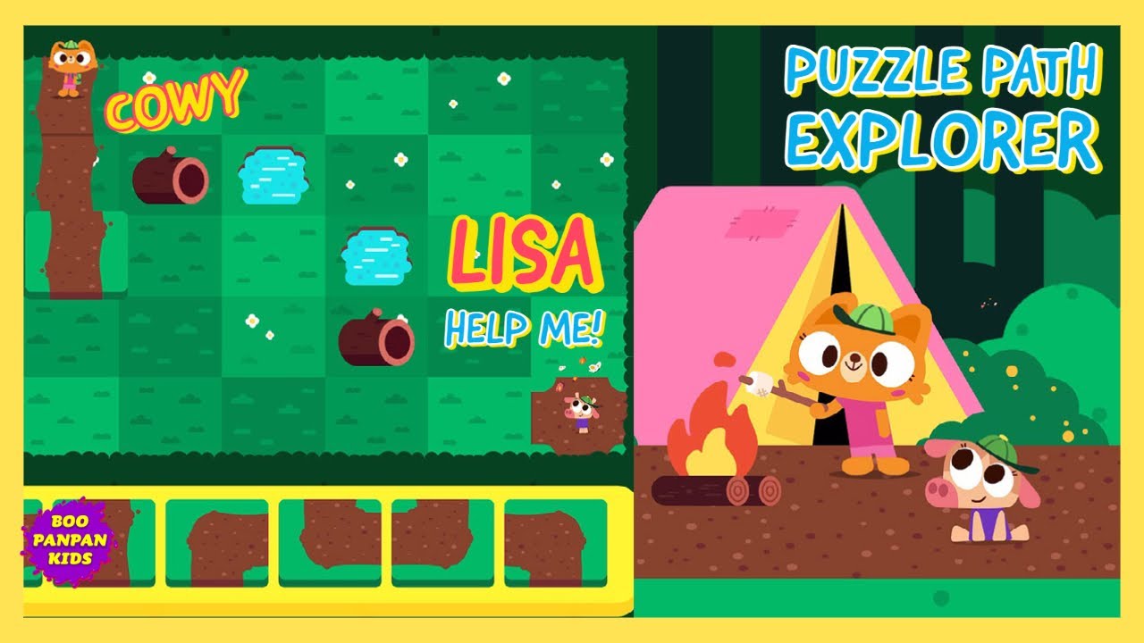 LIsa help Cowy Lingocamp Puzzle path explorer game|Boopanpankids - YouTube