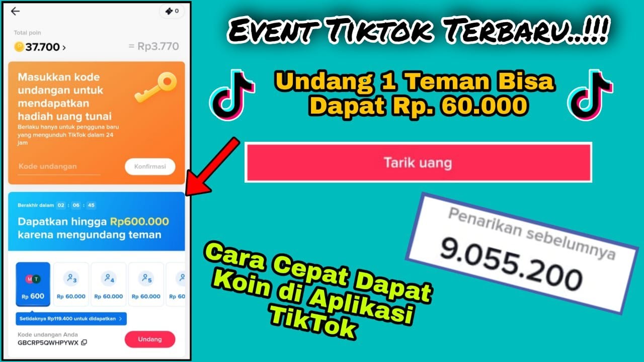 Event TikTok Terbaru - Undang 1 Teman Bisa Dapat Rp. 60.000 - Cara Cepat Dapat Koin di TikTok ...