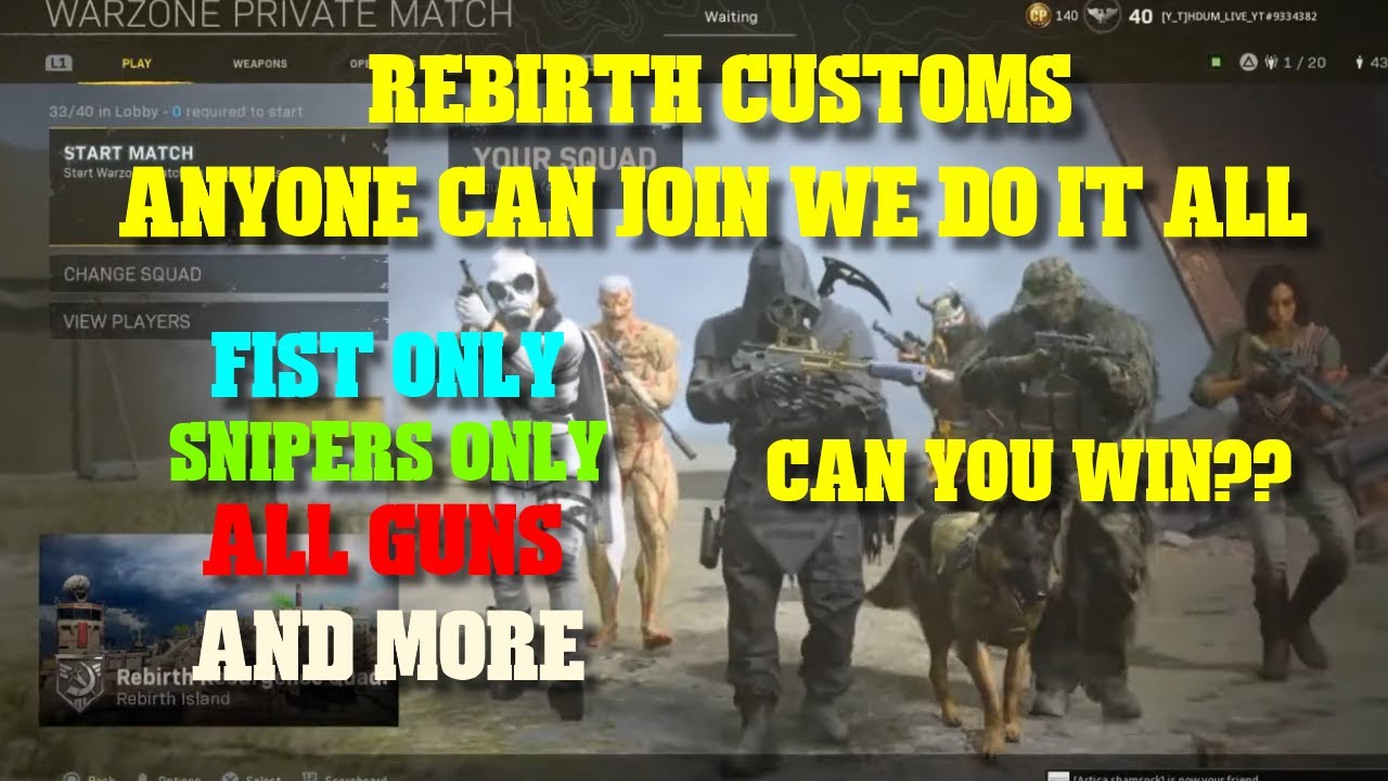 WARZONE (REBIRTH) CUSTOM ANYONE CAN JOIN #WARZONE #LIVE #REBIRTH - YouTube