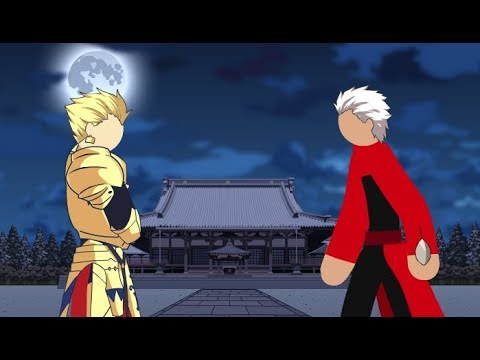 Gilgamesh Vs Archer - Fate/Stay Night Stick Fight!