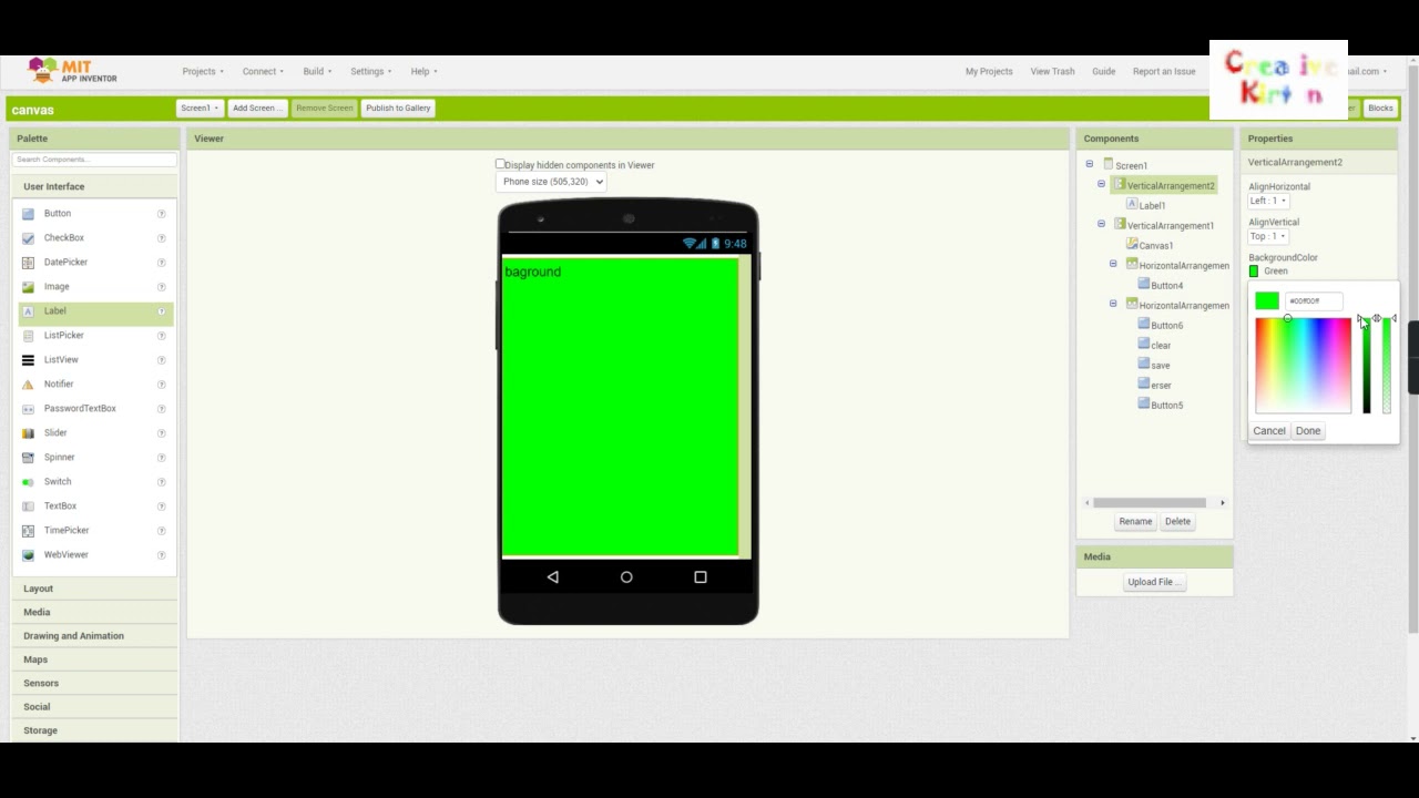 How To Make Drawing / Paint App with Eraser using Mit App Inventor in ...
