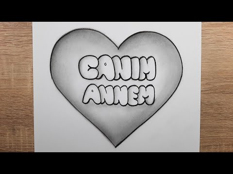 Kolay Anneler Günü Çizimi 2024 Adım Adım Kalp İçinde Canım Annem Yazısı Nasıl Çizilir