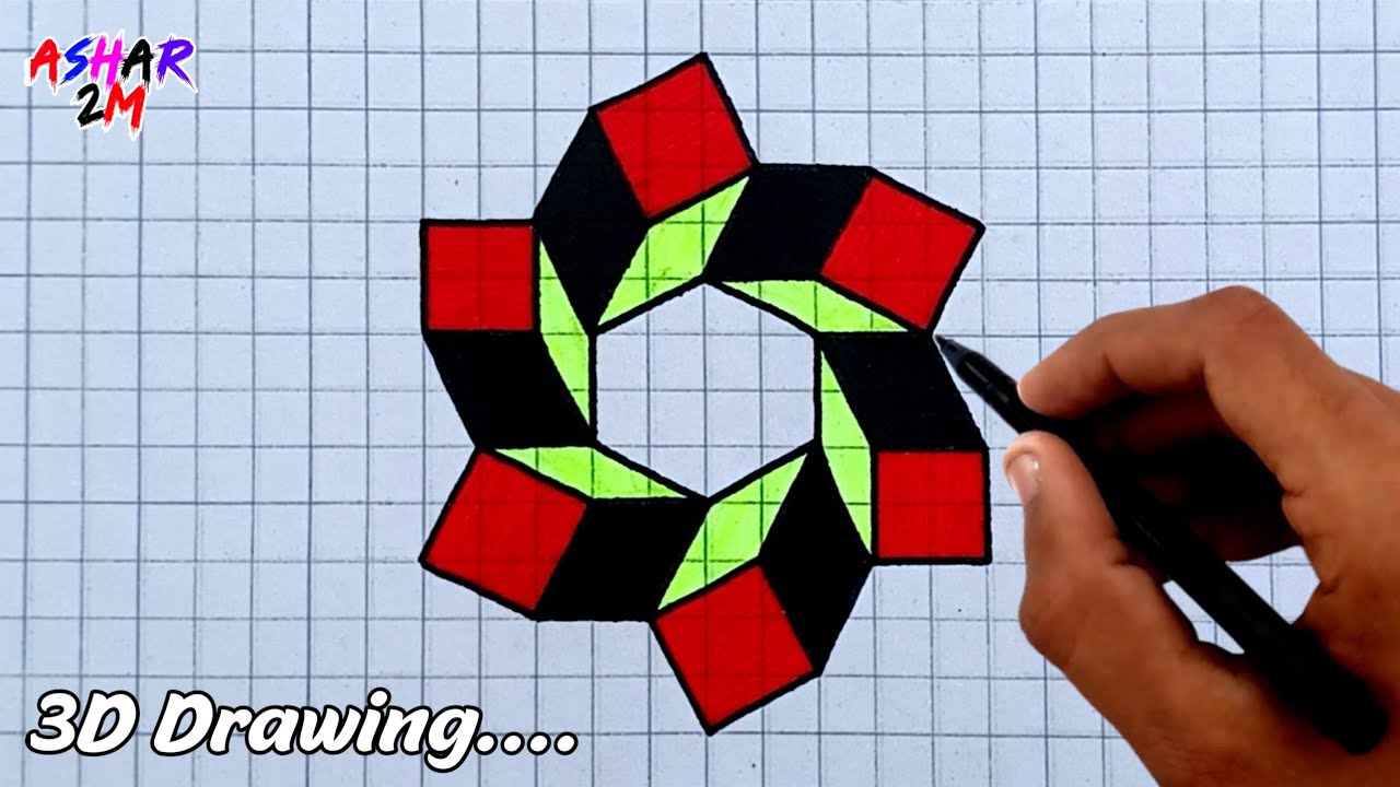 How to Draw 3D Very Easy 3D Drawing on Paper - 3D Trick Art | Easy Art ...