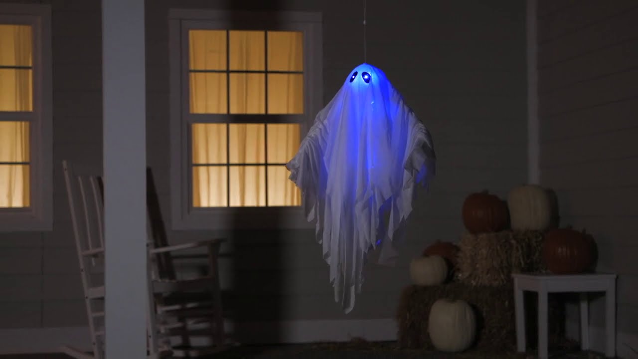 Animated Hanging Light-up Ghost (401126MBL) from Evergreen - YouTube