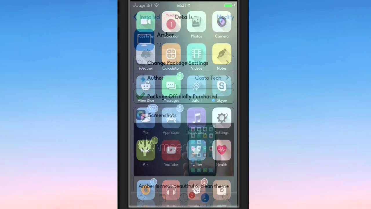 The Best WinterBoard Theme For iOS 8.1: Amber - YouTube