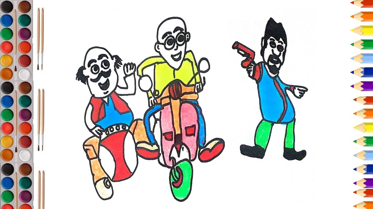 Drawing Motu Patlu And John Step By Step || Easy Motu Patlu And John ...
