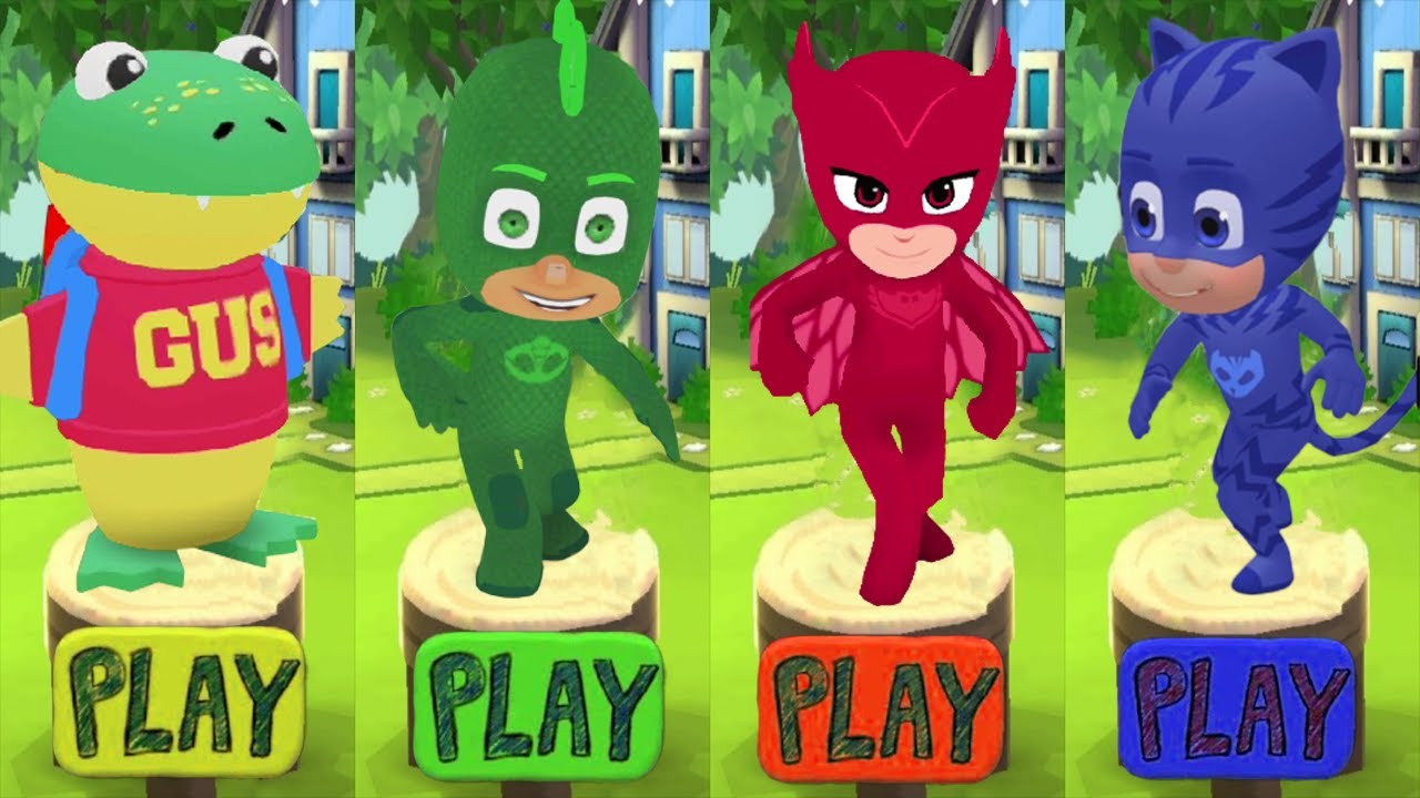 Tag with Gus the Gummy Gator vs PJ Mask Catboy Gekko and Owlette - Run ...