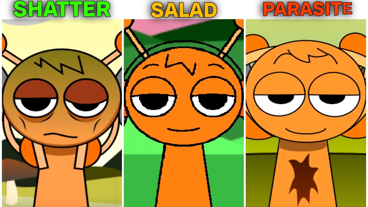 All characters in: Sprunk Shatter Version vs Sprunkle Salad vs Sprunki ...