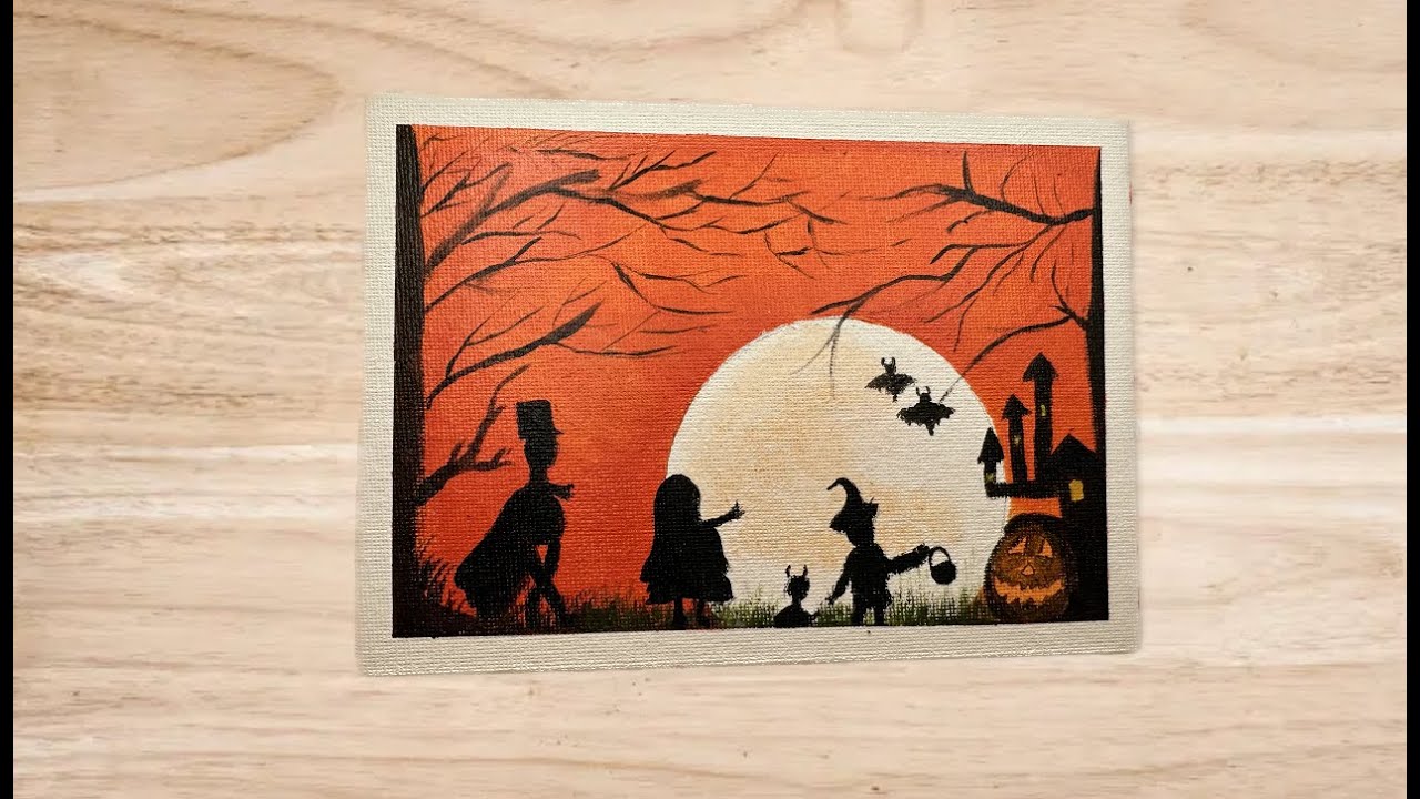 Halloween Moon Light Painting || Step by Step - YouTube