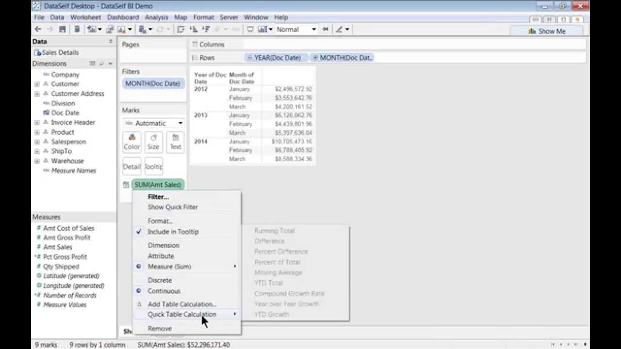 YoY and YTD calculations with DataSelf Analytics (Tableau) - YouTube