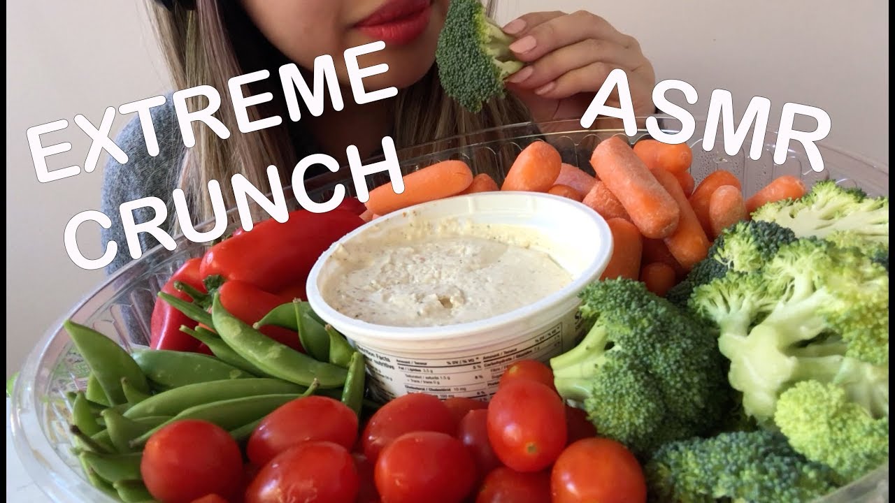 ASMR Veggie Platter (Carrots, Broccoli, Peppers, Sweet Peas, Tomatos ...