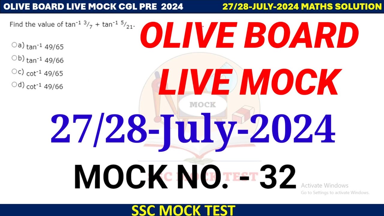 OLIVE BOARD CGL PRE LIVE MOCK TEST SOLUTION || 27/28 July 2024 LIVE ...