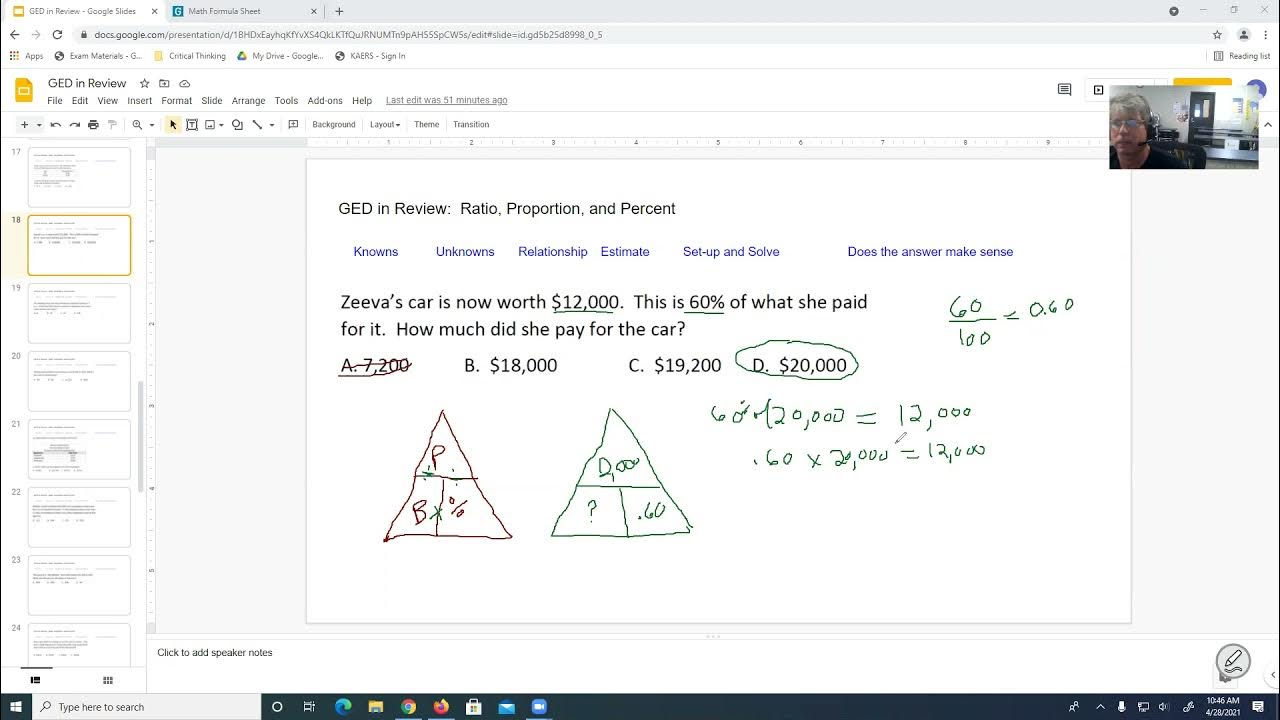 GED Math in Review Ratio Proportion Percent - YouTube