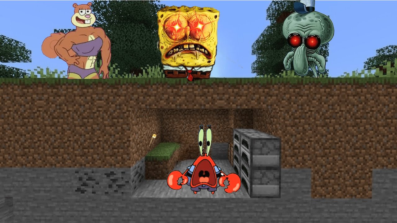 Minecraft Speedrunner VS 3 Hunters - SpongeBob Animation - YouTube